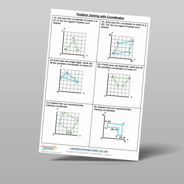 Year 5 Problem Solving With Coordinates Reasoning And Problem Solving Resource Classroom Secrets