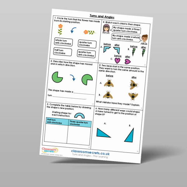 Year 3 Turns And Angles Prior Learning Resource | Classroom Secrets
