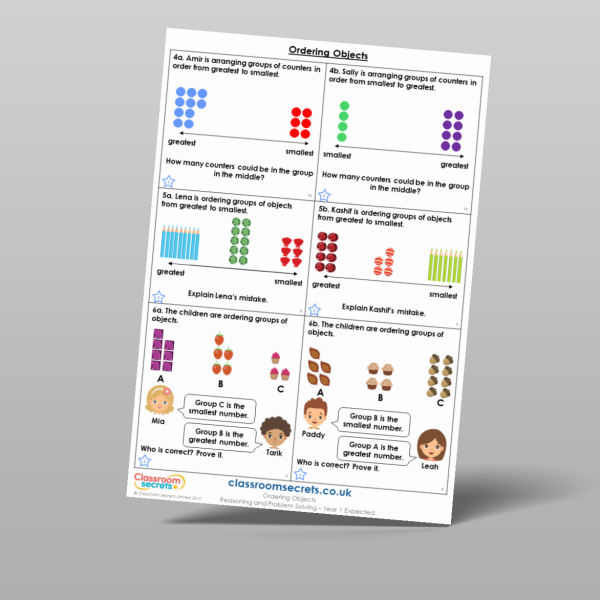 Year 1 Ordering Objects Reasoning And Problem Solving Resource ...
