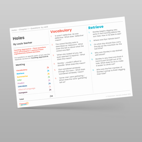UKS2 Reading Skills Holes Chapter 7 Resource | Classroom Secrets