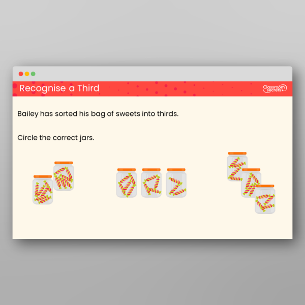 Year 2 Recognise A Third Teaching Ppt Resource | Classroom Secrets