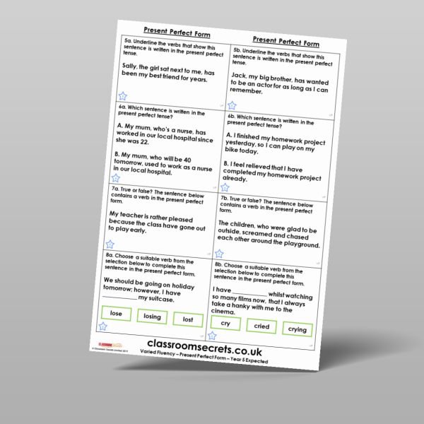 Year 5 Present Perfect Form Varied Fluency Resource | Classroom Secrets Year 5 Present Perfect Form Varied Fluency Resource | Classroom Secrets
