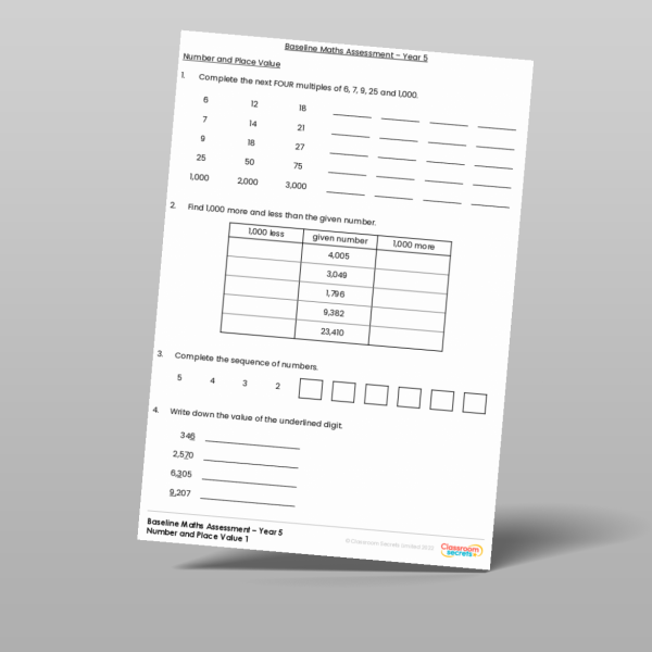 Year 5 Baseline Maths Assessment Resource | Classroom Secrets