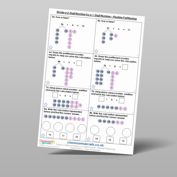 Year 3 Divide A 2 Digit Number By A 1 Digit Number Flexible ...