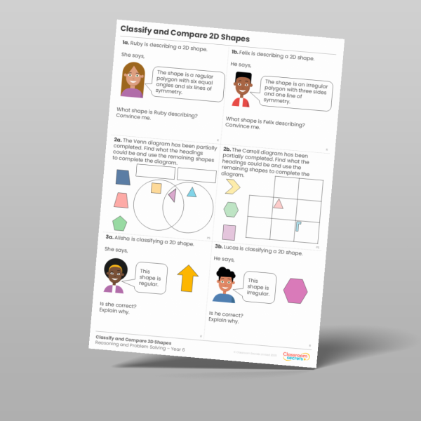 Year 6 Classify And Compare 2d Shapes Reasoning And Problem Solving ...