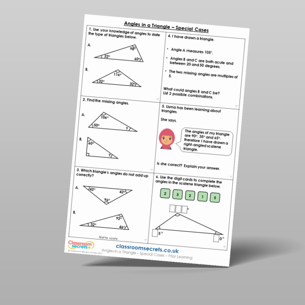 Year 6 Angles In A Triangle Special Cases Prior Learning Resource ...