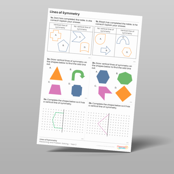 Year 2 Lines Of Symmetry Reasoning And Problem Solving Resource ...