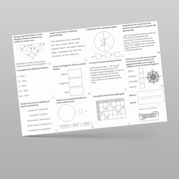 Year 6 Early Morning Work Autumn Week 7 Resource | Classroom Secrets