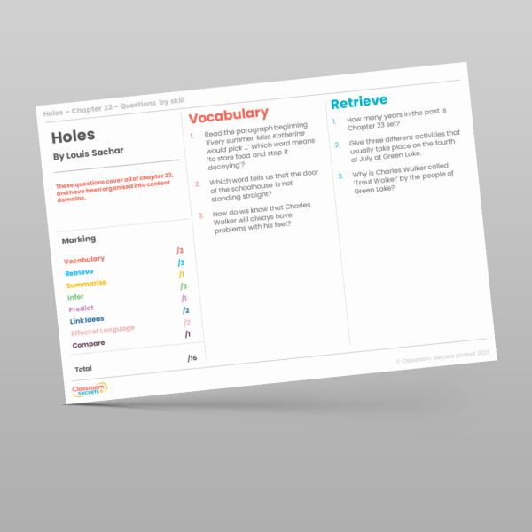 UKS2 Reading Skills Holes Chapter 23 Resource | Classroom Secrets