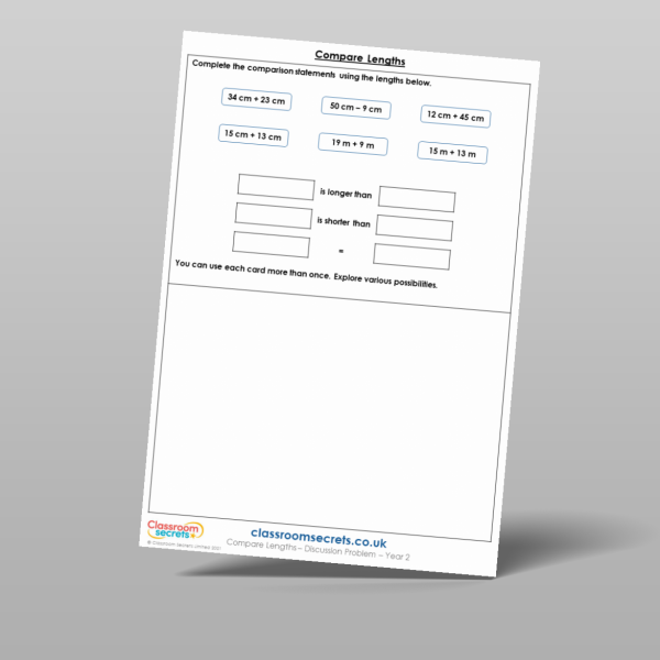 Year 2 Compare Lengths Discussion Problem Resource | Classroom Secrets