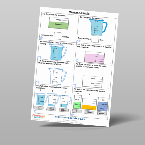 Year 3 Measure Capacity Varied Fluency Resource | Classroom Secrets