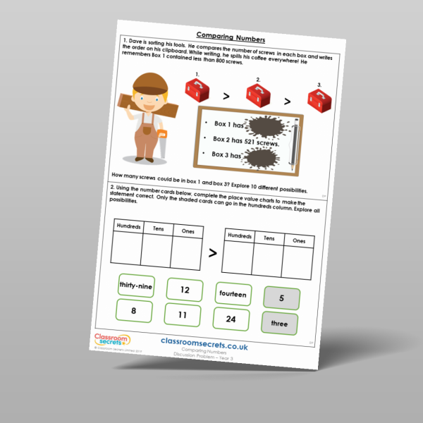 Year 3 Comparing Numbers Discussion Problem Resource | Classroom Secrets