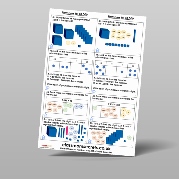 Year 5 Numbers To 10 000 Varied Fluency Resource | Classroom Secrets