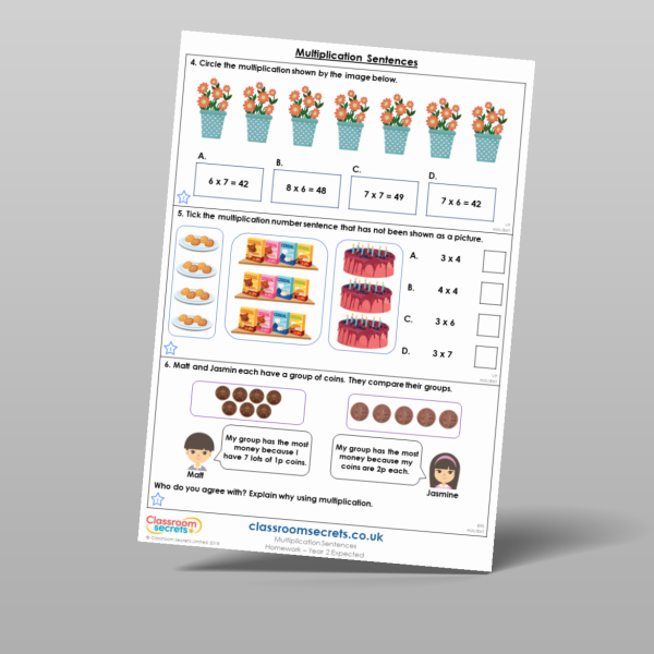 Year 2 Multiplication Sentences Homework Resource | Classroom Secrets