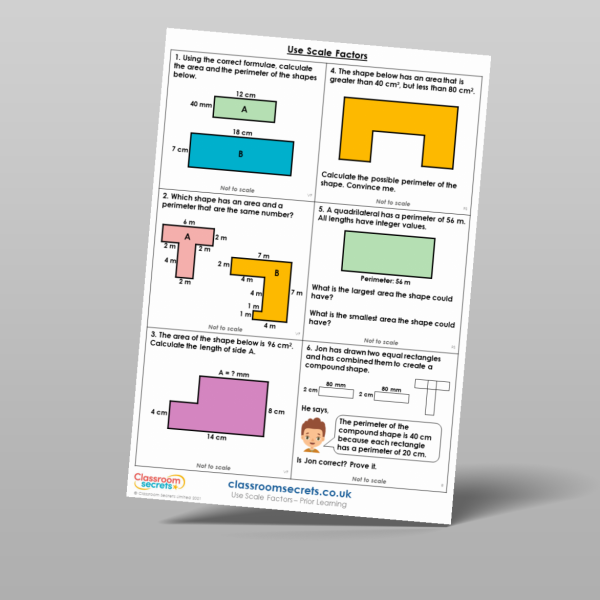 Year 6 Use Scale Factors Prior Learning Resource | Classroom Secrets