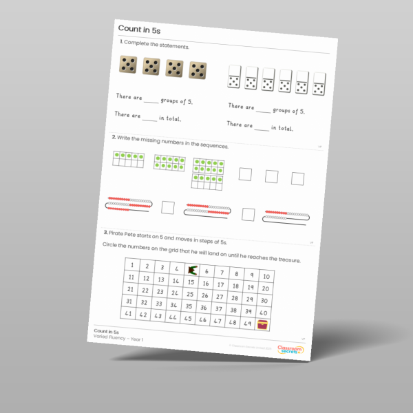 Year 1 Count In 5s Recap Varied Fluency Resource | Classroom Secrets