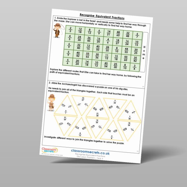 Year 4 Recognise Equivalent Fractions Discussion Problem Resource ...