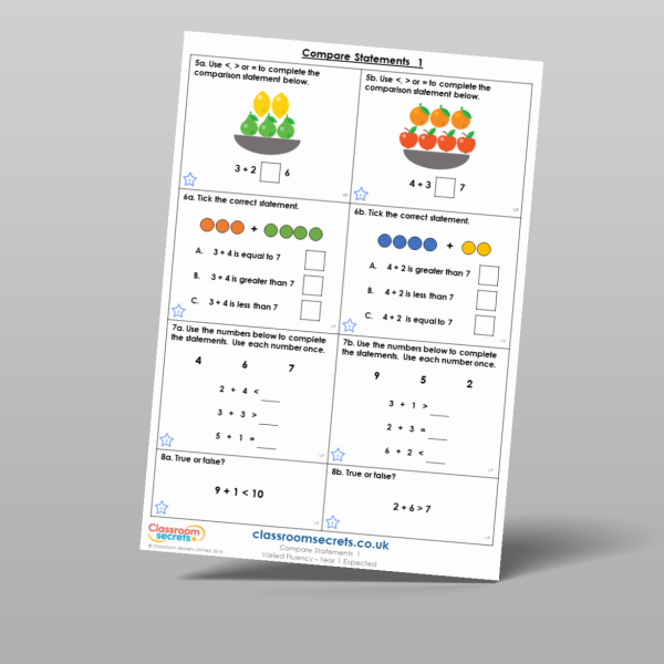 Year 1 Compare Statements 1 Varied Fluency Resource | Classroom Secrets Year 1 Compare Statements 1 Varied Fluency Resource | Classroom Secrets