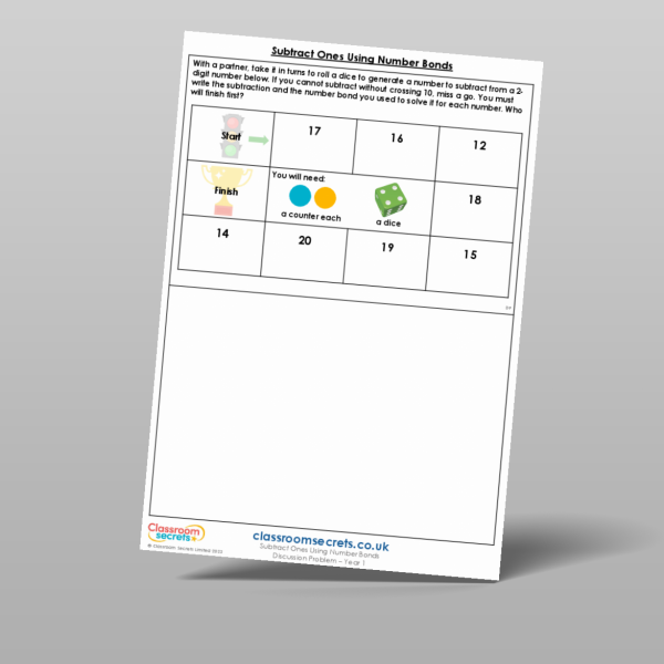 Year 1 Subtract Ones Using Number Bonds Discussion Problem Resource | Classroom Secrets