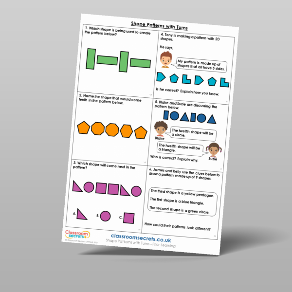 Year 2 Shape Patterns With Turns Prior Learning Resource | Classroom Secrets