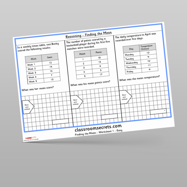KS2 Finding The Mean Reasoning Test Practice Resource | Classroom Secrets