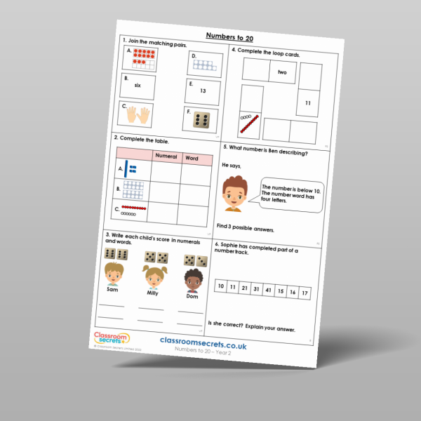 Year 2 Numbers To 20 Mixed Activity Resource | Classroom Secrets