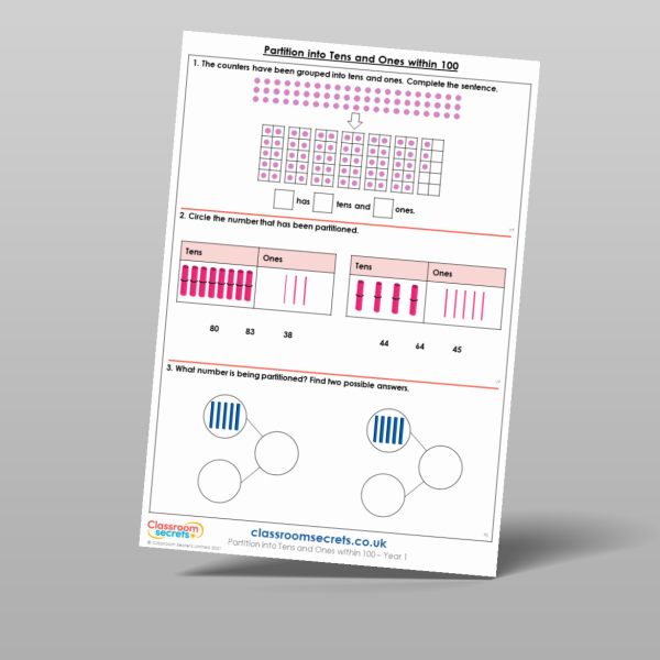 Year 1 Partition Into Tens And Ones Within 100 Main Activity Resource | Classroom Secrets