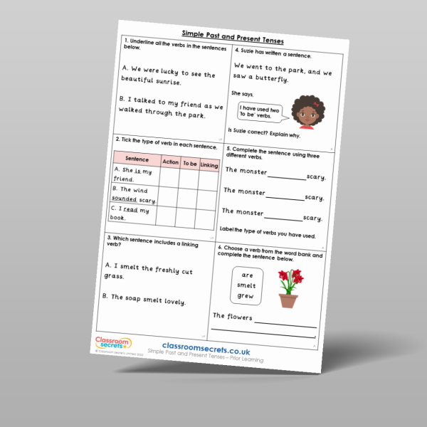 Year 2 Simple Past And Present Tenses Prior Learning Resource ...