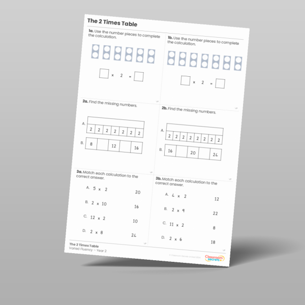 Year 2 The 2 Times Table Varied Flluency Resource | Classroom Secrets