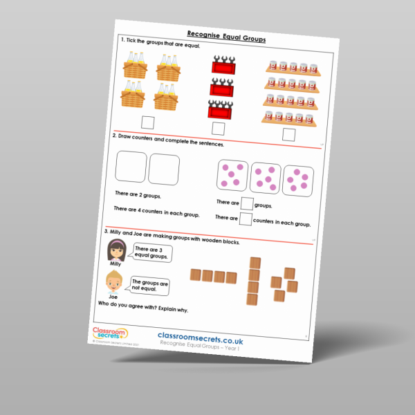 Year 1 Recognise Equal Groups Main Activity Resource | Classroom Secrets
