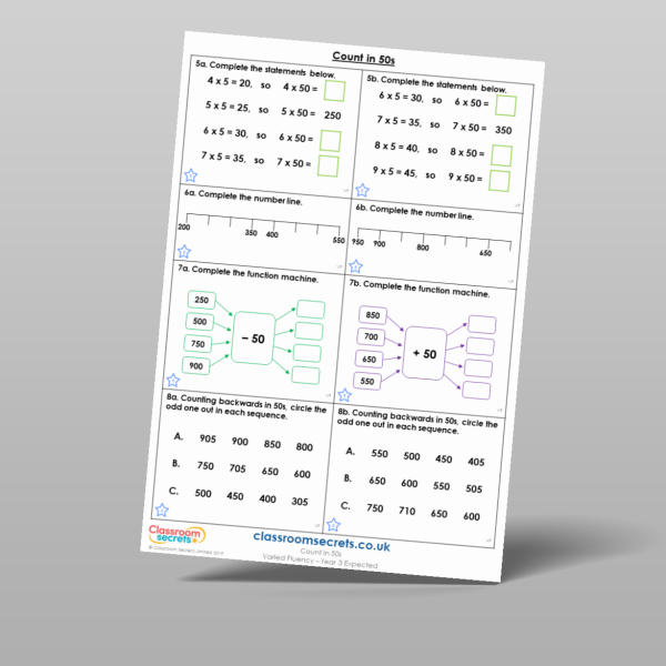 Year 3 Count In 50s Varied Fluency Resource | Classroom Secrets