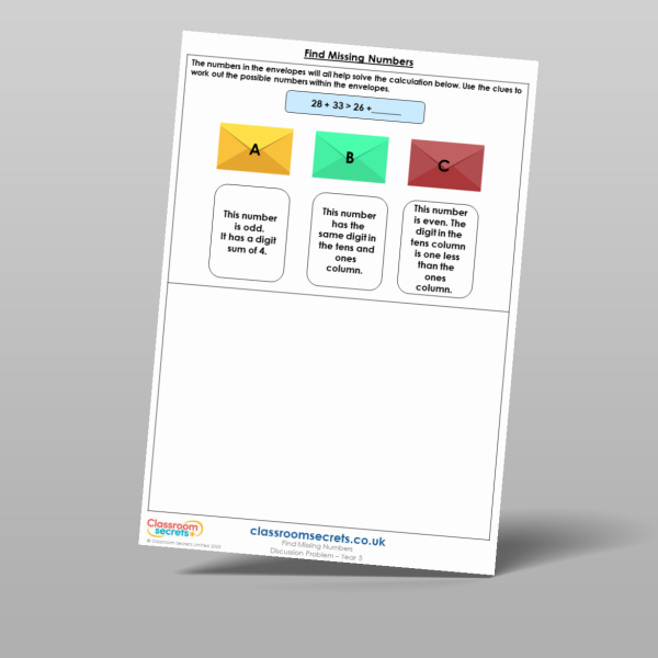 Year 5 Find Missing Numbers Discussion Problem Resource | Classroom Secrets