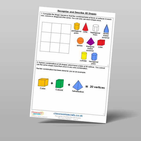 Year 3 Recognise And Describe 3d Shapes Discussion Problem Resource ...