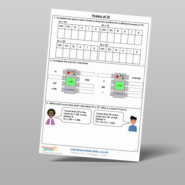 Year 6 Powers Of 10 Homework Resource | Classroom Secrets