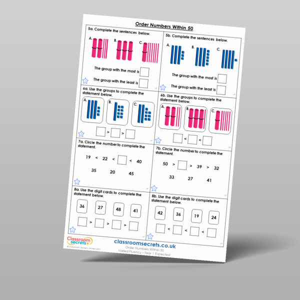 Year 1 Order Numbers Within 50 Varied Fluency Resource | Classroom Secrets