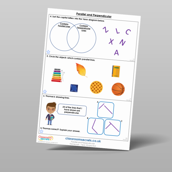 Year 3 Parallel And Perpendicular Homework Resource | Classroom Secrets