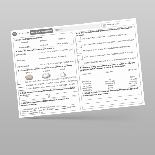 Year 3 Rocks And Soils Post Unit Assessment Resource | Classroom Secrets