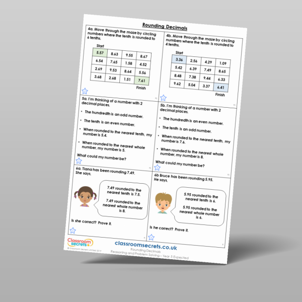 Year 5 Rounding Decimals Reasoning And Problem Solving Resource | Classroom Secrets