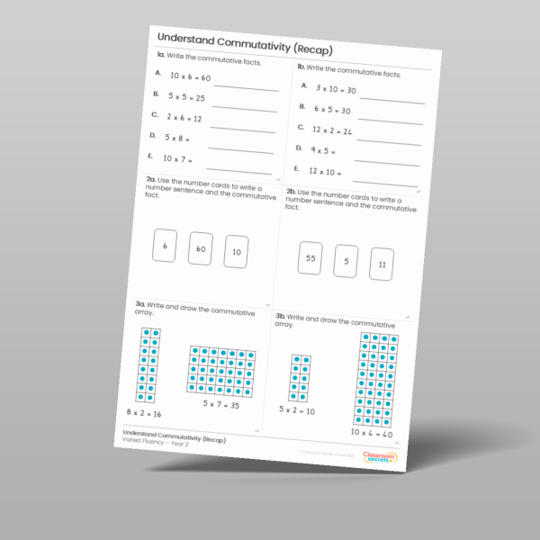 Year 2 Understand Commutativity Recap Varied Fluency Resource ...