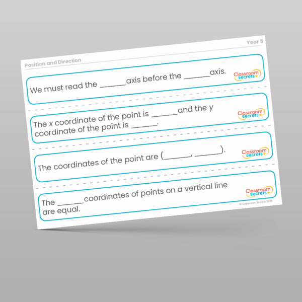 Year 5 Position And Direction Stem Sentences Resource | Classroom Secrets