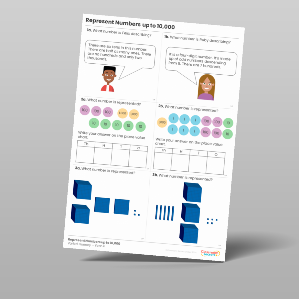 Year 4 Represent Numbers Up To 10 000 Varied Fluency Resource ...