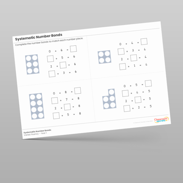Year 1 Systematic Number Bonds Varied Fluency Resource | Classroom Secrets