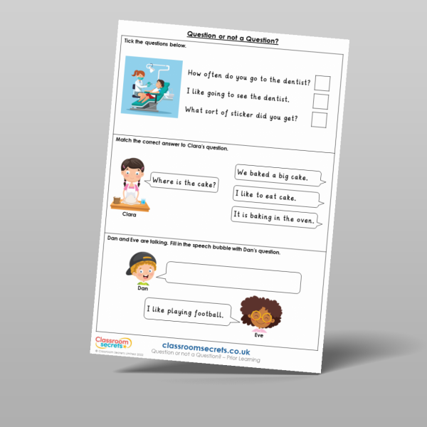 Year 1 Question Or Not A Question Prior Learning Resource | Classroom ...