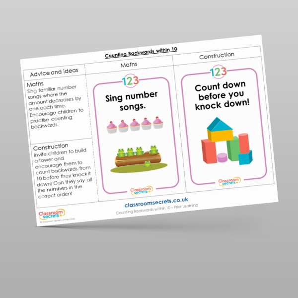 Year 1 Counting Backwards Within 10 Prior Learning Resource | Classroom Secrets