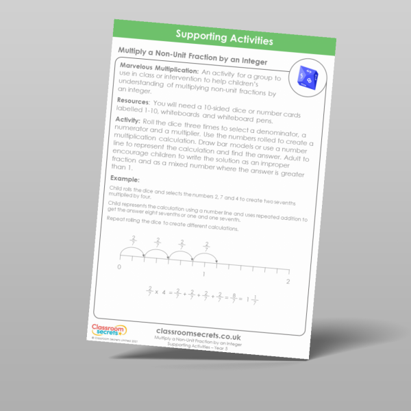 Year 5 Multiply A Non Unit Fraction By An Integer Supporting Activity ...