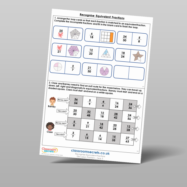 Year 5 Recognise Equivalent Fractions Discussion Problem Resource ...