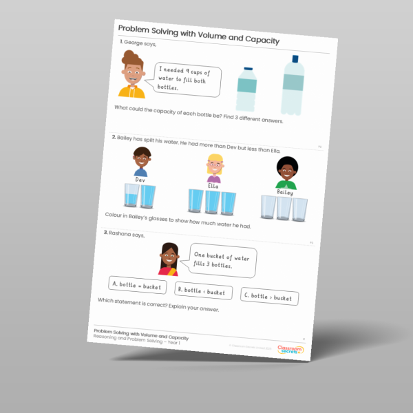 Year 1 Problem Solving With Volume And Capacity Reasoning And Problem ...
