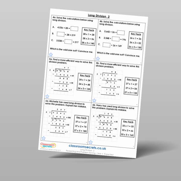 Year 6 Long Division 2 Reasoning And Problem Solving Resource ...