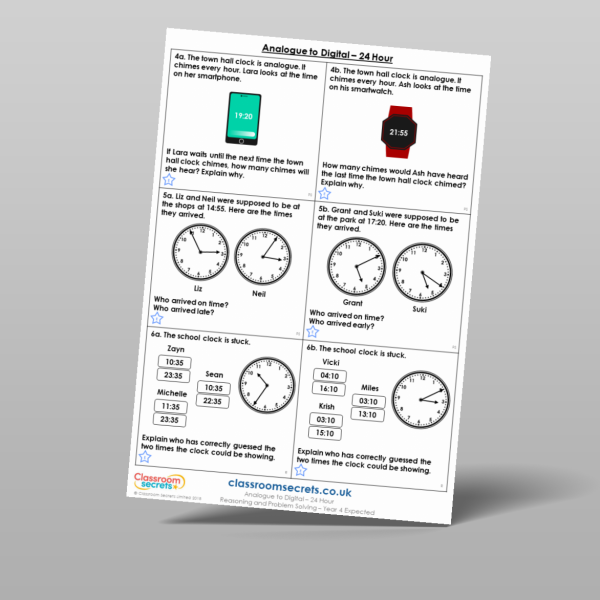Year 4 Analogue To Digital 24 Hour Reasoning And Problem Solving ...