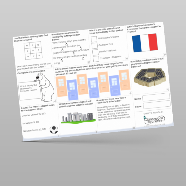 Year 6 Early Morning Work Winter Resource | Classroom Secrets